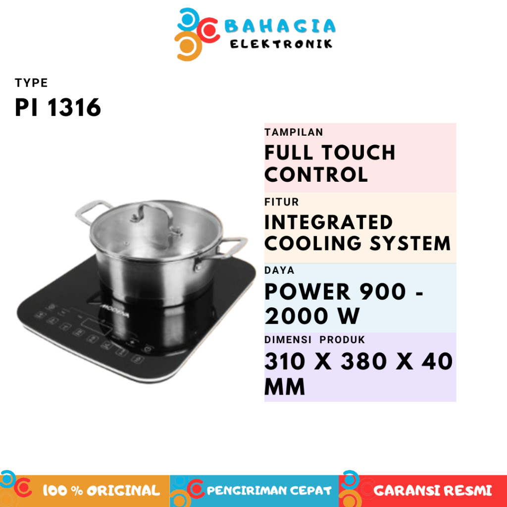 Jual MODENA PI 1316 kompor induksi portable free panci | Shopee Indonesia