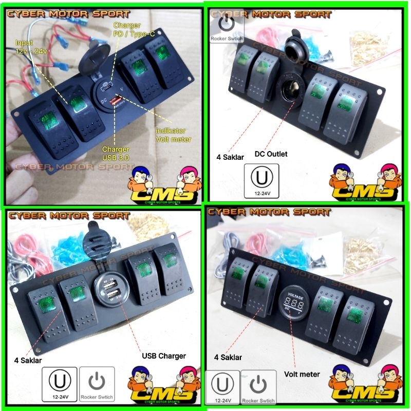 Jual saklar Panel dashboard add on . soket usb lighter saklar volt ...