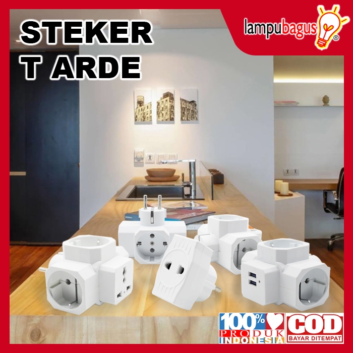 Jual Steker T Arde 3 Arah / Colokan Listrik T Serbaguna 3 Cabang ...