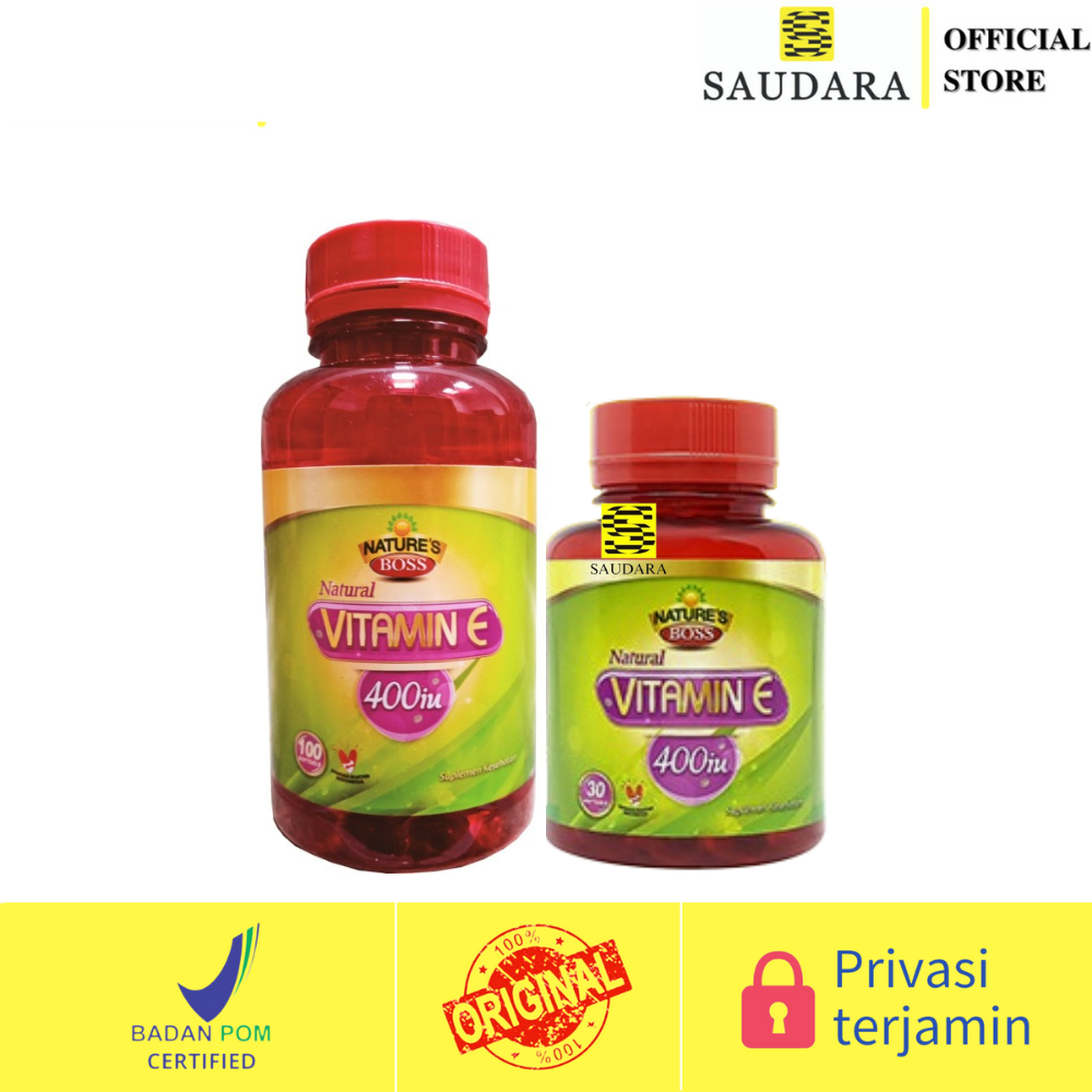 Jual Natures Boss Natural Vitamin E 400IU Isi 100's, 30's | Shopee ...
