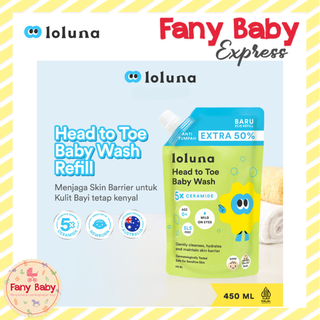 Jual LOLUNA HEAD TO TOE BABY WASH 450ML REFILL | Shopee Indonesia
