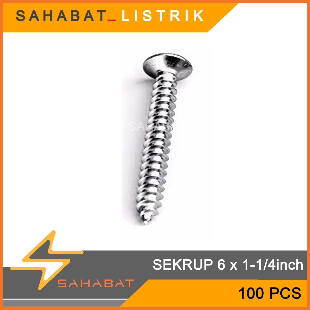 Jual SEKRUP SKRUP 6X1 1/4 INCH/ BAUT PUTIH 100Pcs | Shopee Indonesia