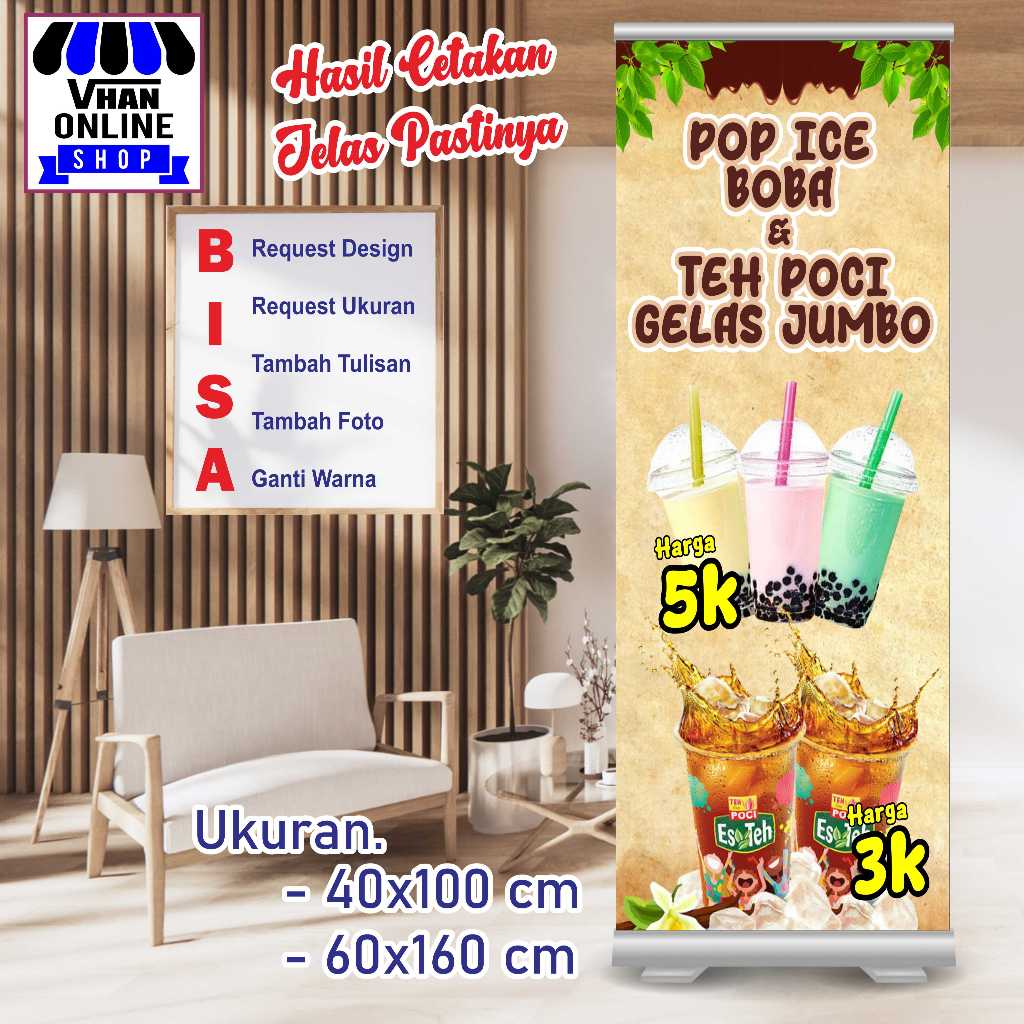 Jual Design Banner Spanduk MMT Pop Ice Boba dan Teh Poci Cup Jumbo ...