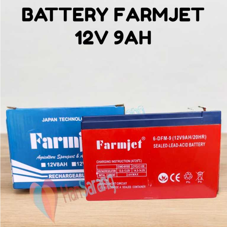 Jual Battery Aki FARMJET 9 AH 12V CBA eralite kering Tangki sprayer elektrik UPS 12volt 8 ah ...