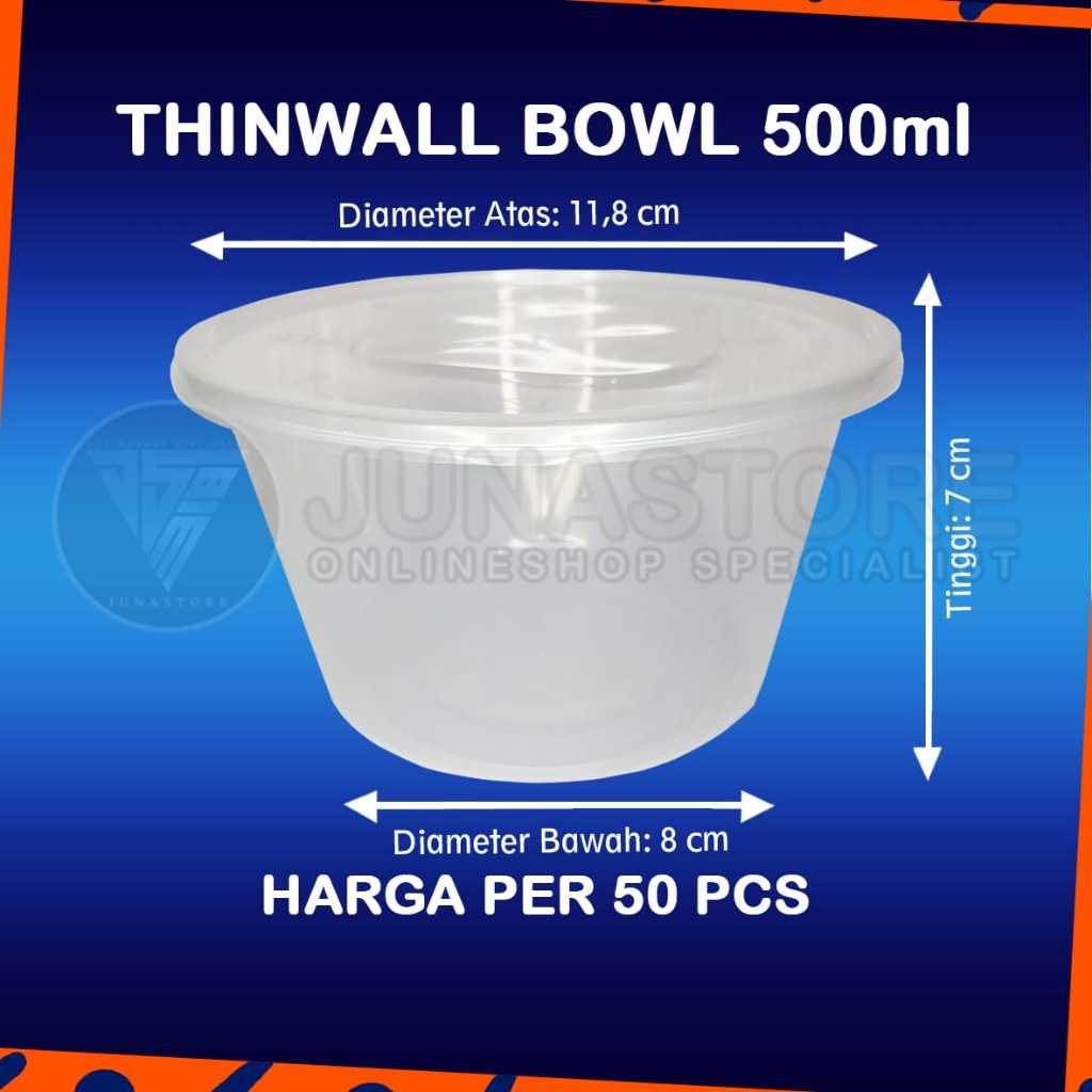 Jual Thinwall BOWL/ bulat datar 500ml + tutup (25pcs) | Shopee Indonesia
