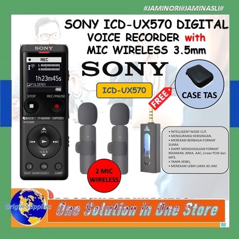 Jual Sony ICD-UX570 Voice Recorder with Mic Wireless 3.5mm | Shopee ...