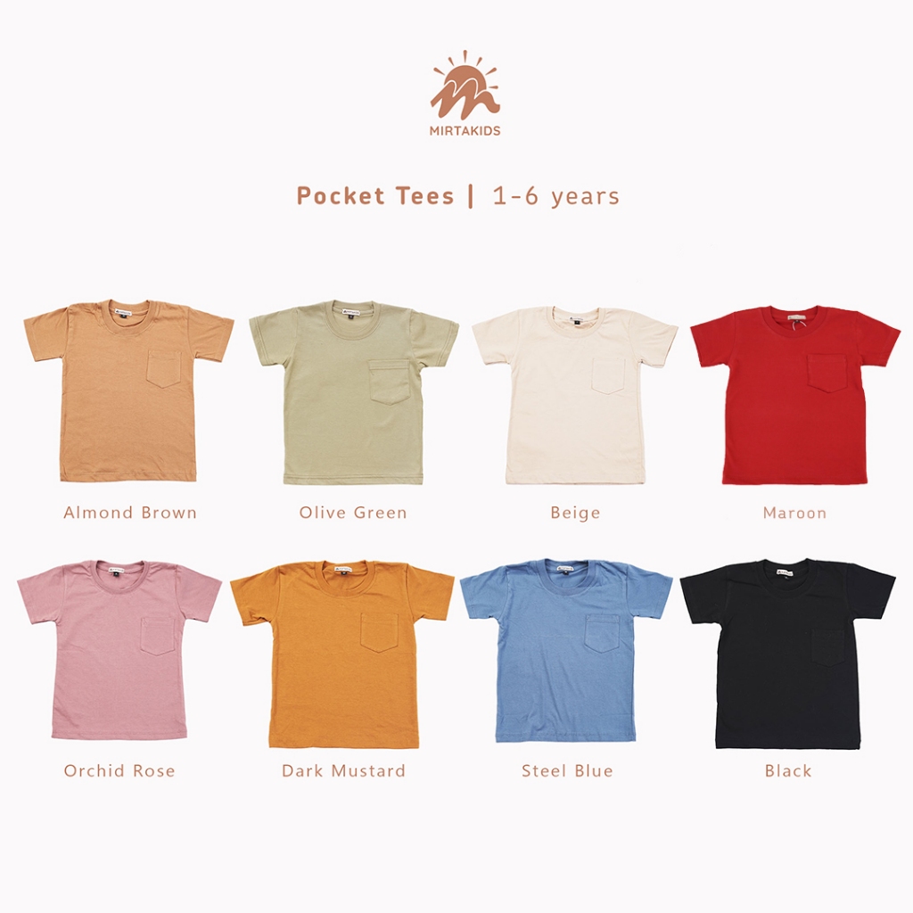 Jual Mirtakids Kaos Polos Kantong Pocket Tee Anak Earth Tone Minimalis 6 Bulan -6 Tahun | Baju ...