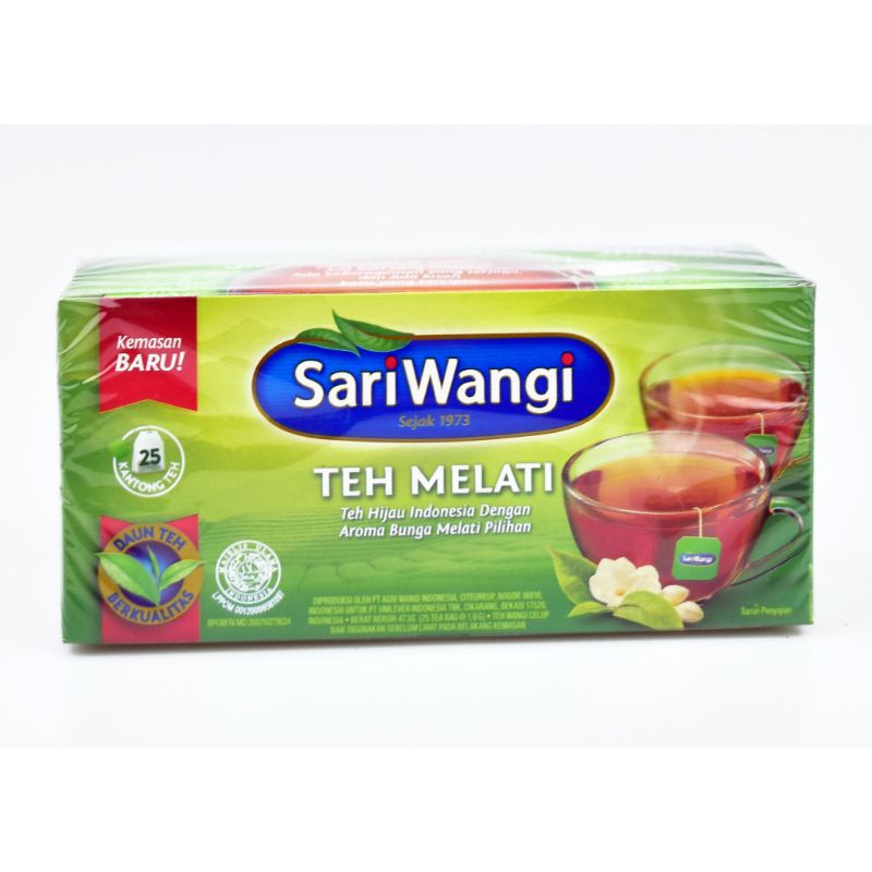 Jual SARIWANGI 100% TEH MELATI BOX 25'S X 1.85 gr - sari wangi teh ...