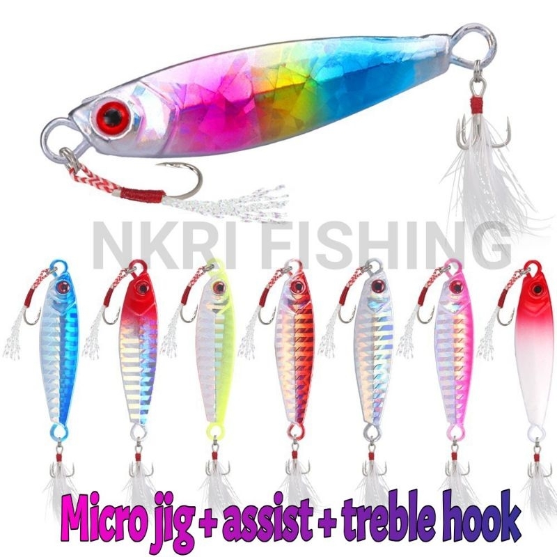 Jual micro jig 10gr, 15gr, 20gr, 30gr + assist + treble umpan pancing | Shopee Indonesia