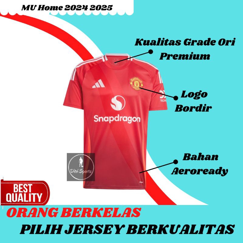 Jual Jersey MU Manchesterr United Home 2024 2025 Baju Sepak Bola Grade ...