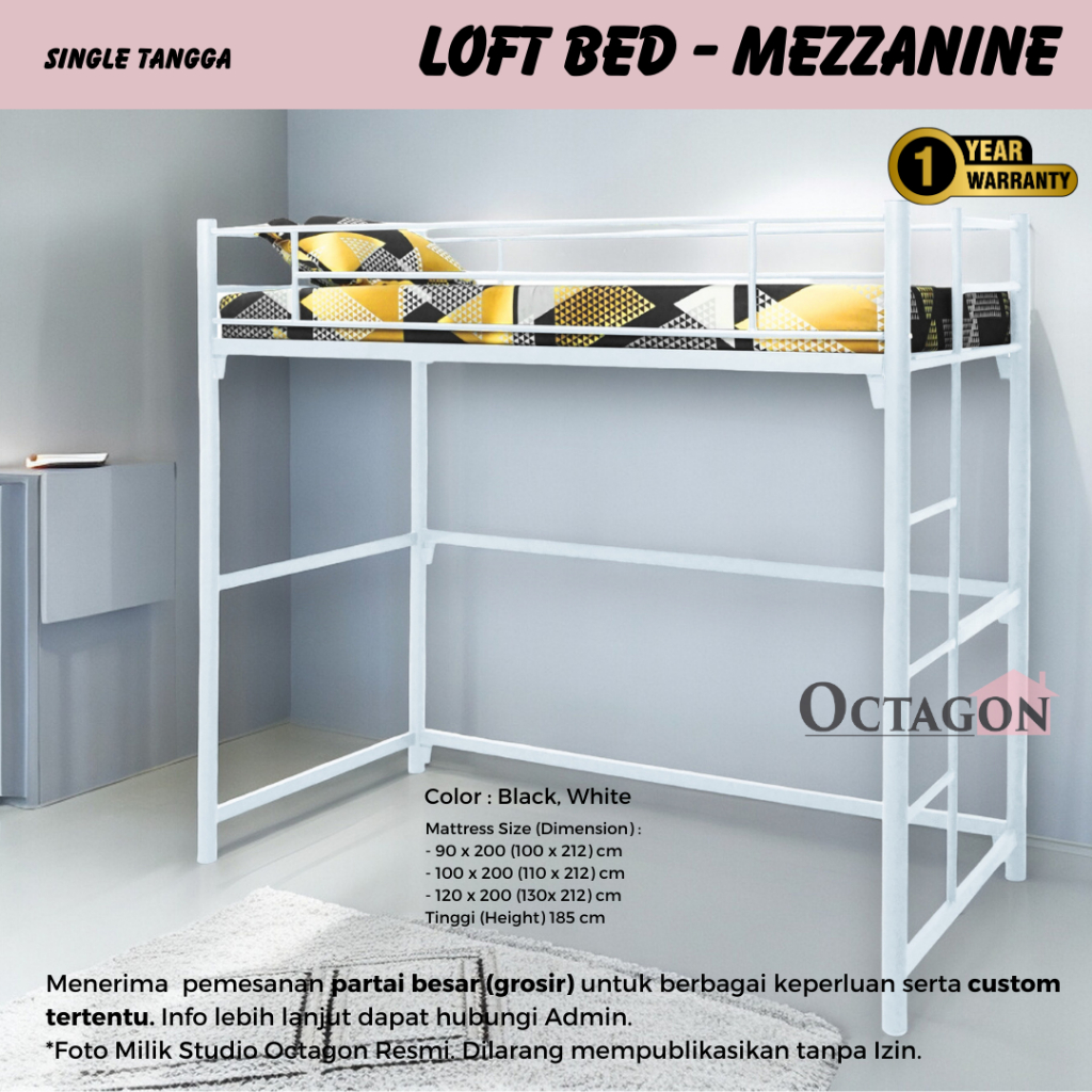 Jual Loft Bed Besi Minimalis Ranjang Susun Mezzanine Floating 90x200 ...