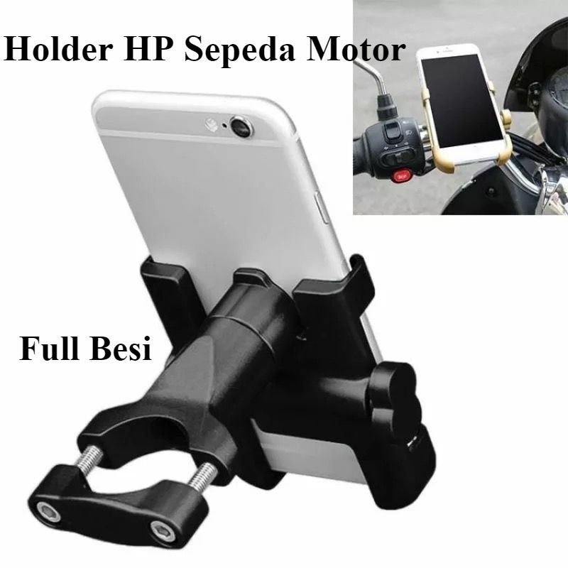 Jual Holder Hp Sepeda Motor Full Besi / Stand Holder Handphone Spion Motor Stang Motor Besi Kuat ...