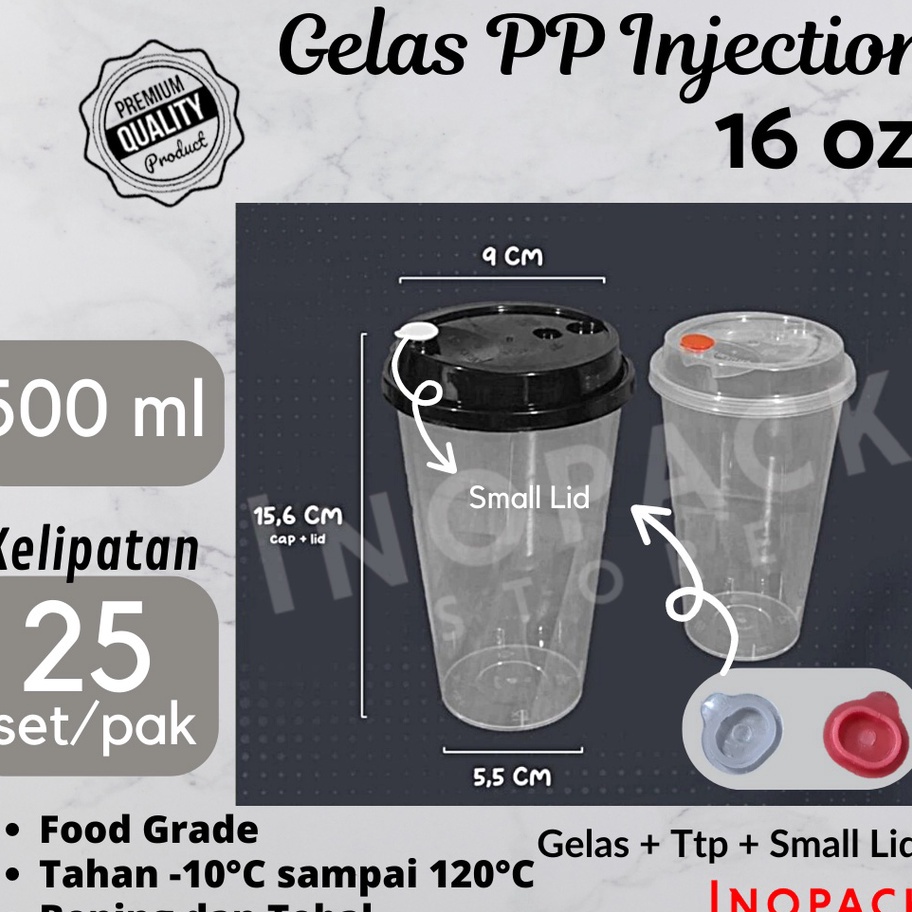Jual TERJAMIN BAGUS PP cup INJECTION 16oz 5ml gelas plastik boba cheese tea thinwall cup ...
