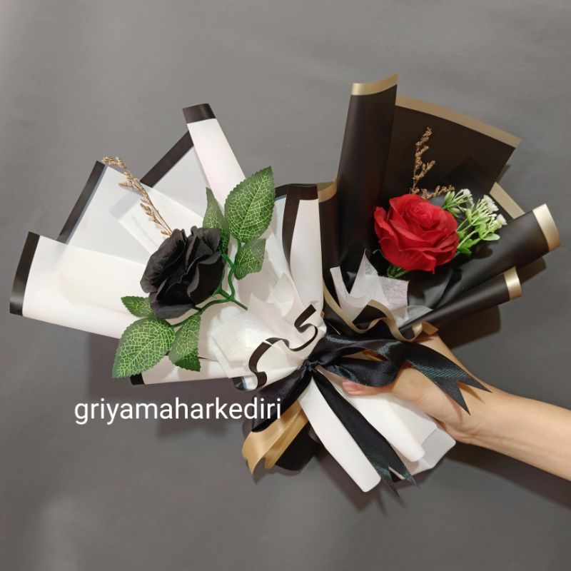 Jual buket bunga mawar single rose ready kecil (gratis packing ...