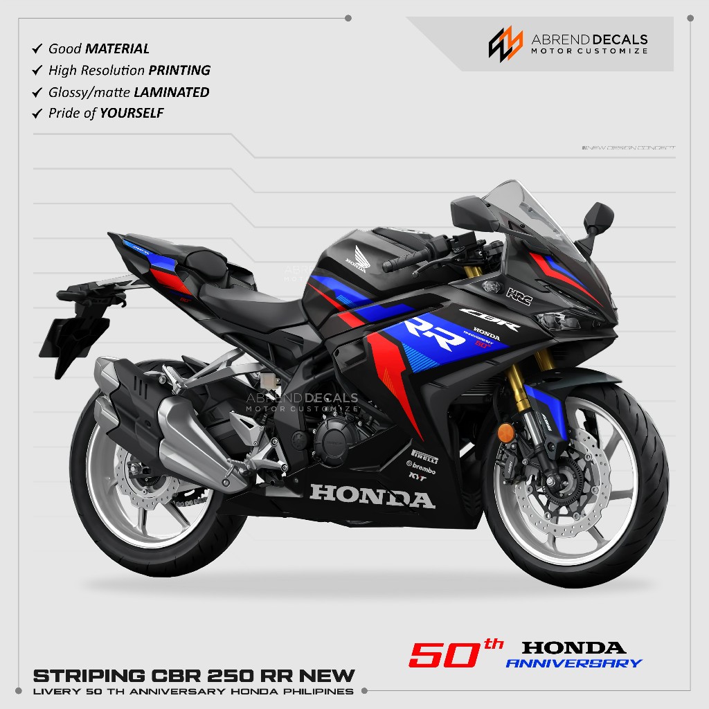 Jual STRIPING CBR 250 RR NEW LIVERY TRI COLOR 50 TH ANNIVERSARY HONDA ...