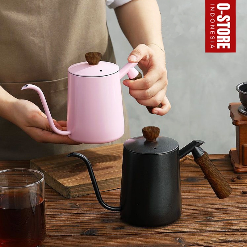 Jual Teko Air Panas Gagang Kayu Teko Seduh Kopi Teh Teko Kopi Leher Angsa Teko Stainless ...