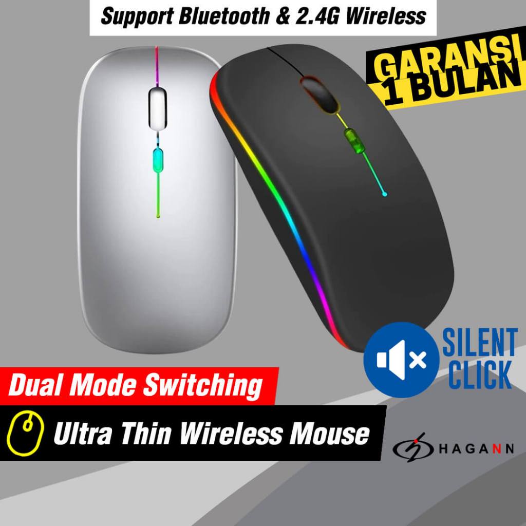 Jual Mouse Bluetooth & Wireless Rechargeable with RGB Light Automatic ...