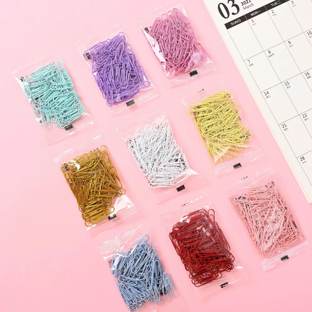 Jual 80pcs/28MM Paper Clip Warna Metalic/Penjepit Kertas Besi Warna ...