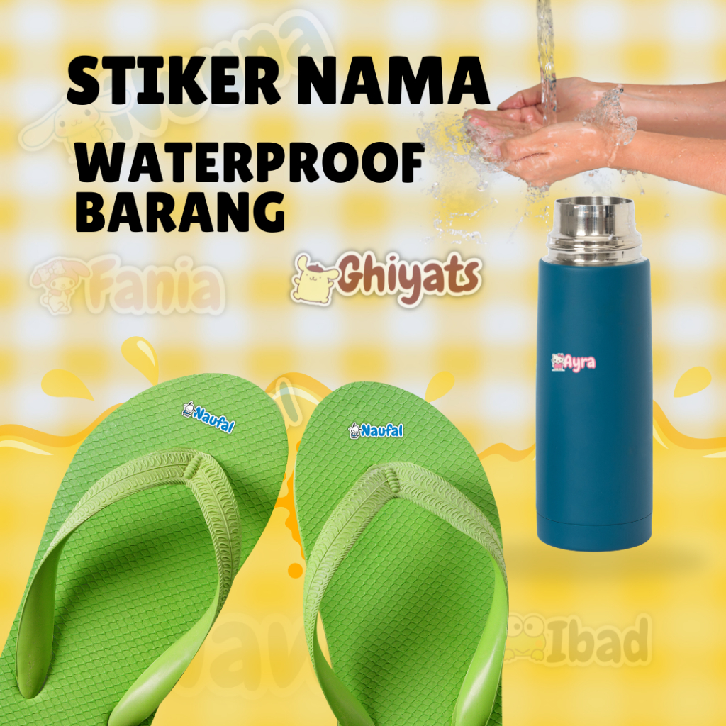 Jual (TEMA SANRIO BENDA) Stiker Nama Waterproof Sticker Label Custom ...