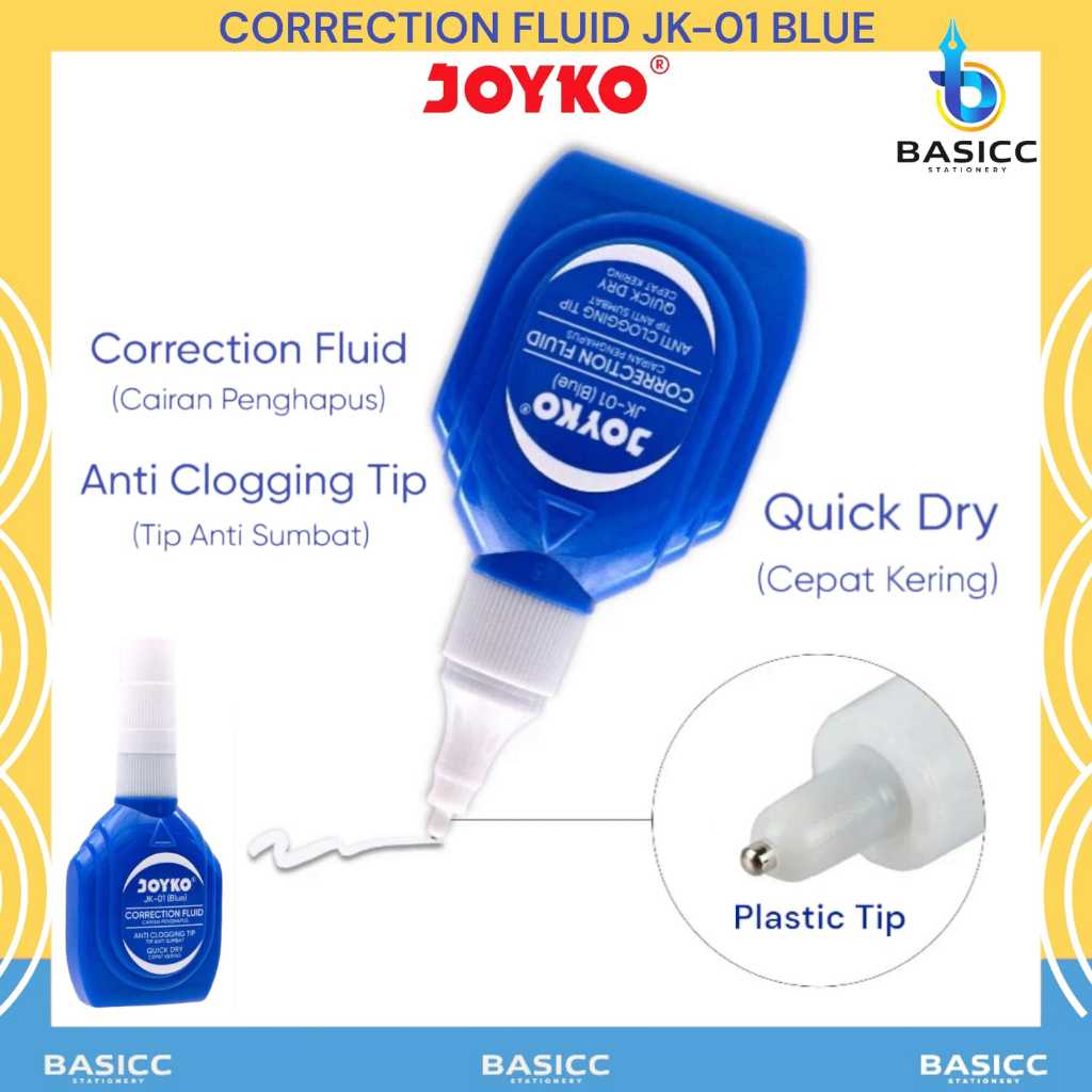 Jual Joyko Tip Ex Correction Fluid New Penghapus Cair JK - 01 Biru ...