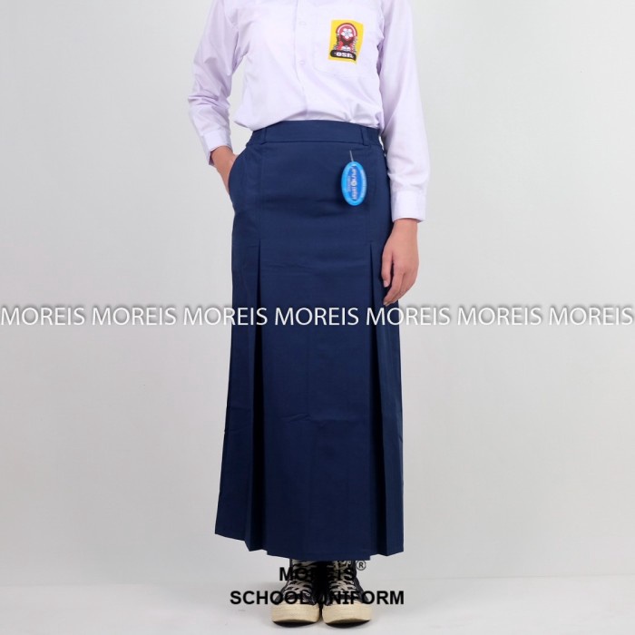 Jual Harga Spesial Baru Seragam Rok Span Panjang Biru SMP Famatex S ...