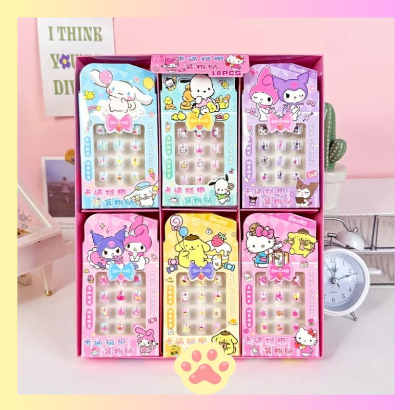 Jual 12pcs per Box Kuku Palsu Anak include lem | 2D 3D Fake Nails for Kids | Kuku Palsu Kuromi ...