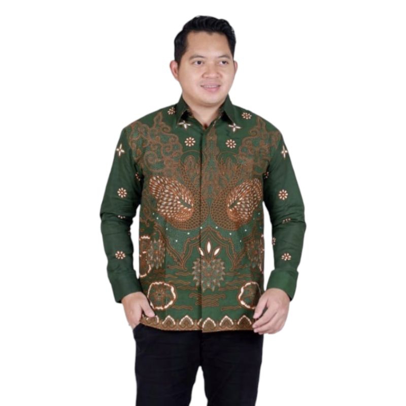 Jual HEM BATIK PRIA Lengan Panjang Kemeja batik Lengan PANJANG IJO M L ...