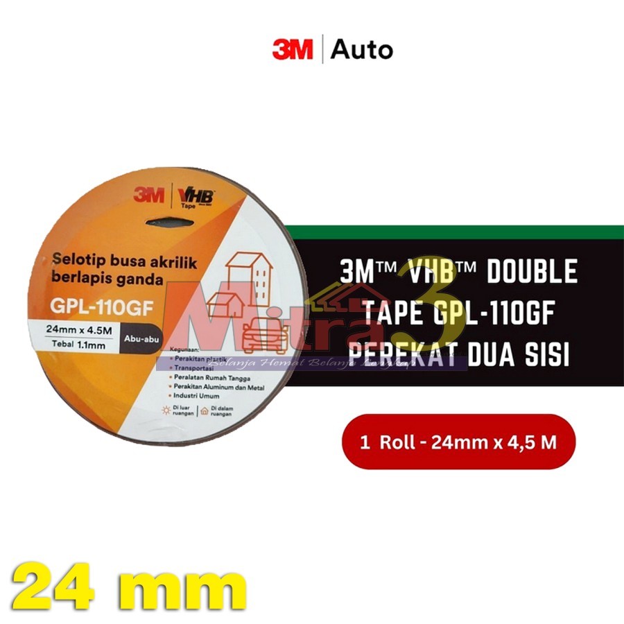 Jual Double Tape 3M VHB Tape 24mm x 4,5m Bangunan & Otomotif ORIGINAL ...