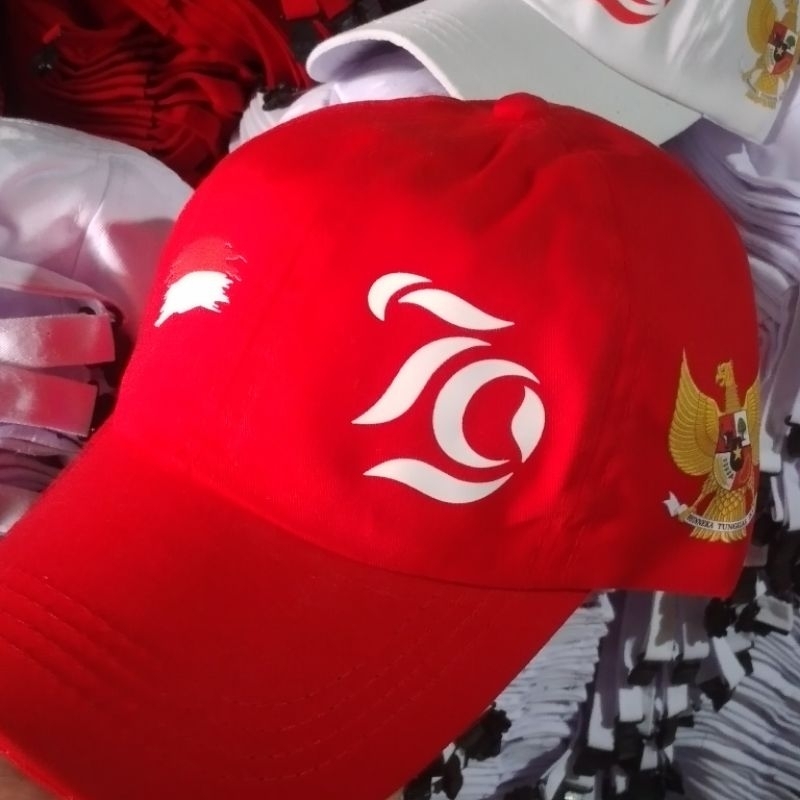 Jual Topi Merah Polos Putih Polos dan Topi HUT RI 79 | Shopee Indonesia