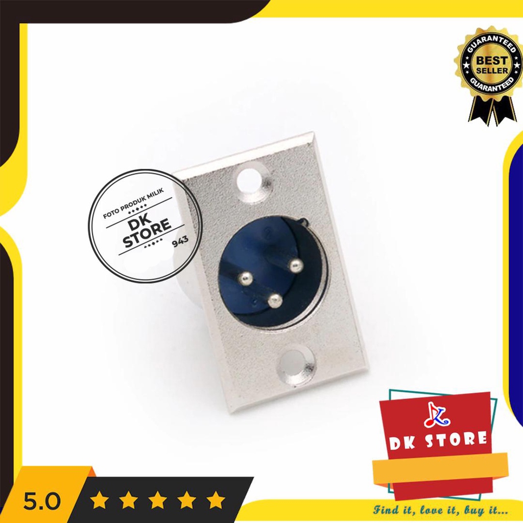 Jual SOCKET CHASIS XLR MALE BESI 3 PIN SOKET COVER MIC TERMINAL COWO ...