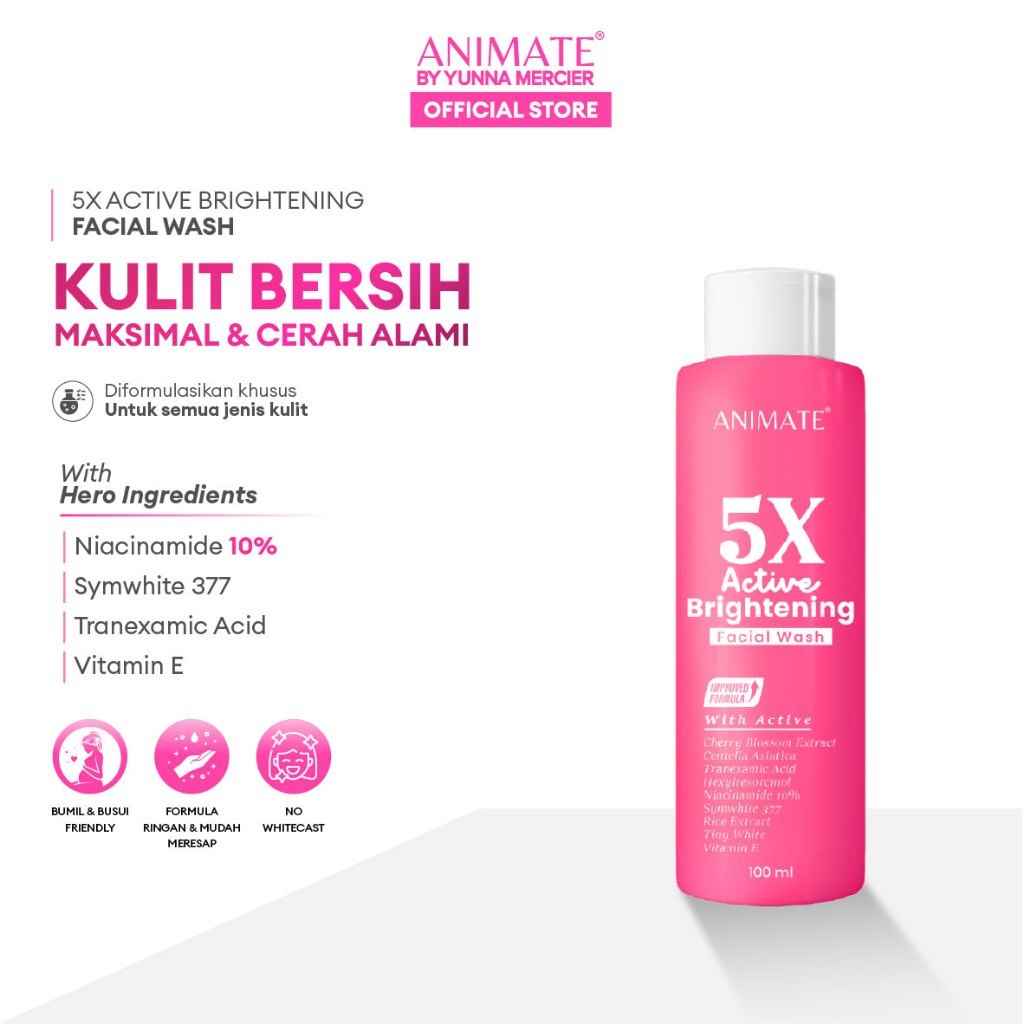 Jual Animate 5x Active Brightening Facial Wash 100 ml | Shopee Indonesia