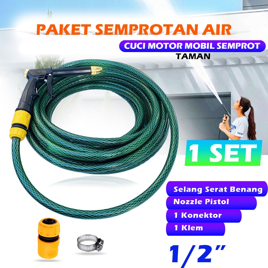 Jual Paketan selang Air Serat Benang 1/2" Anti Lumut Anti Tekuk ...