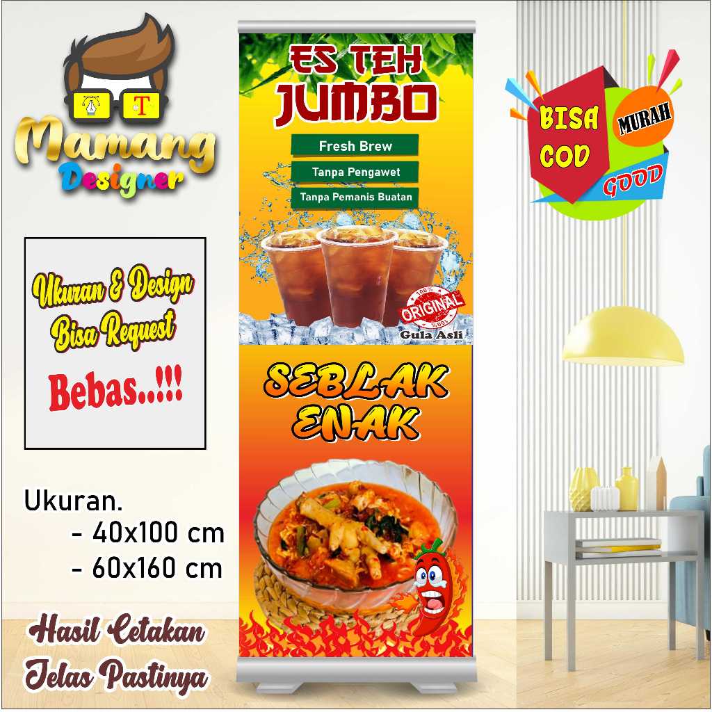 Jual Design Banner Spanduk MMT Jualan Es Teh Jumbo Dan Jualan Seblak ...