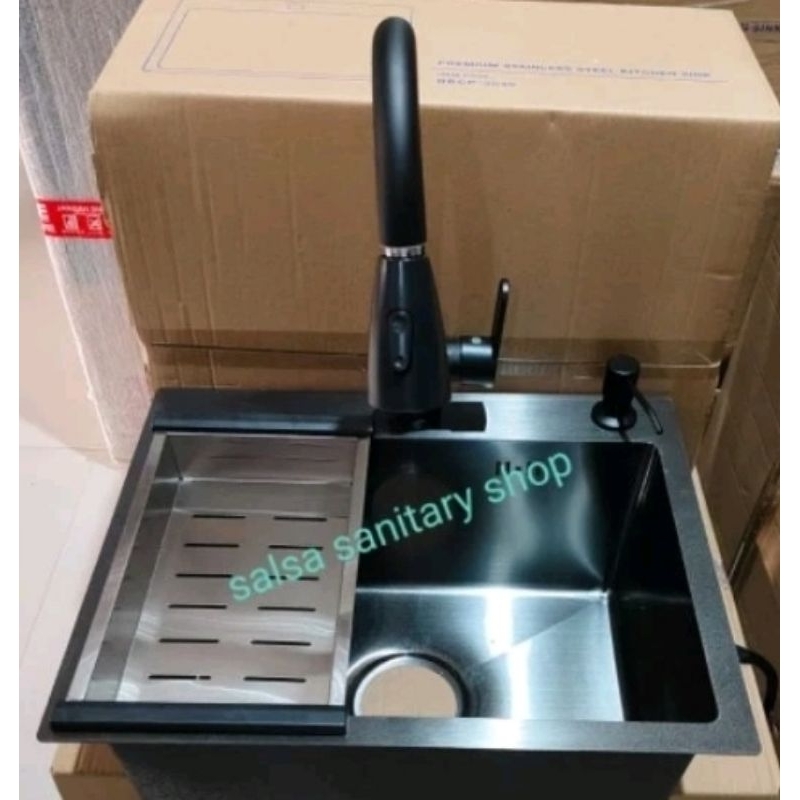 Jual paket komplit kitchen sink 5040 hitam/paket komplit kitchen sink ...