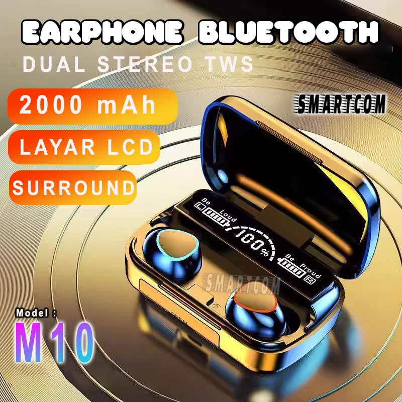 Jual SMARTCOM M10 TWS Wireless Headphones Earphone Bluetooth 5.3 ...