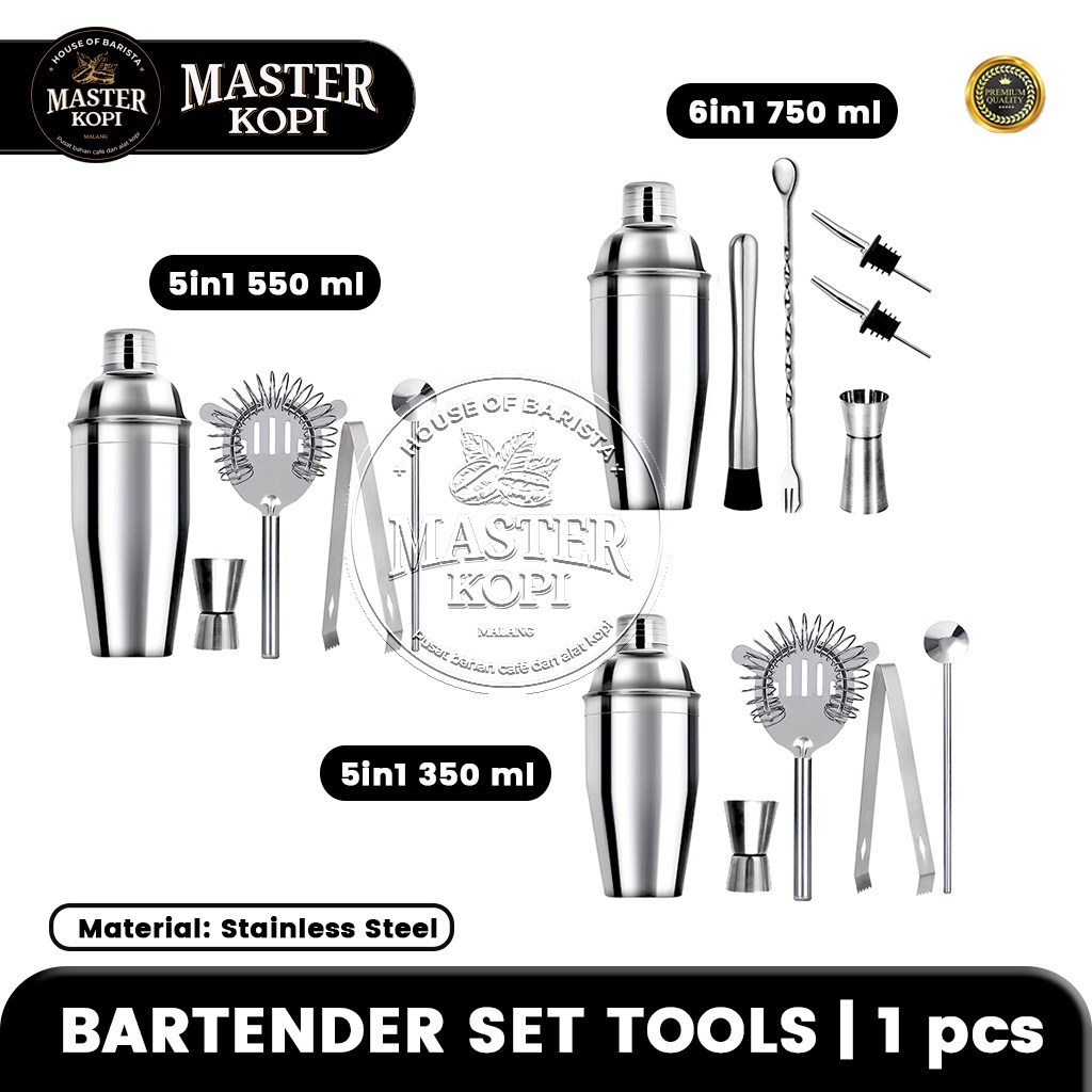 Jual Bartender Bar Tools Set Alat Cocktail Shaker Stainless Steel (1 ...