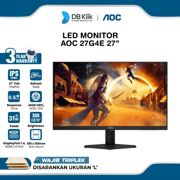 Jual Aoc Led Monitor Gaming 27G4E 27" Fhd Ips 180Hz 0,5Ms Adaptive Sync ...