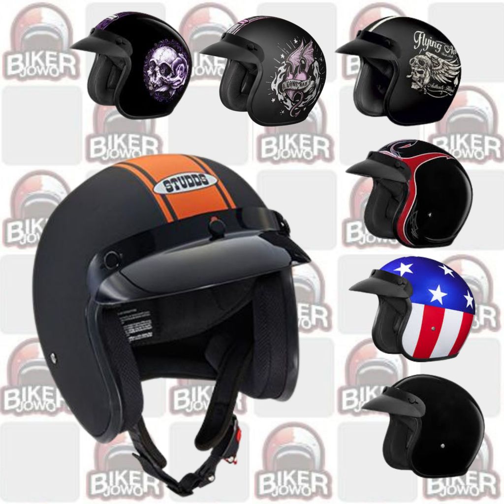 Jual Helm Studds Jetstar Clasic Retro Open Face Classic Helmet | Shopee ...