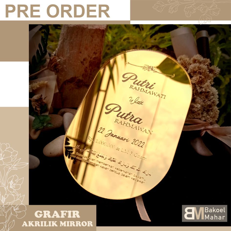 Jual GRAFIR AKRILIK OVAL UNTUK ISIAN MAHAR / DEKORASI MAHAR | Shopee ...