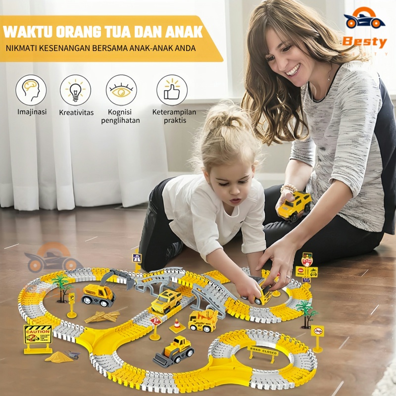 Jual Besty 305Pcs Mobil Mainan Track Elektrik Anak Set DIY Construction ...