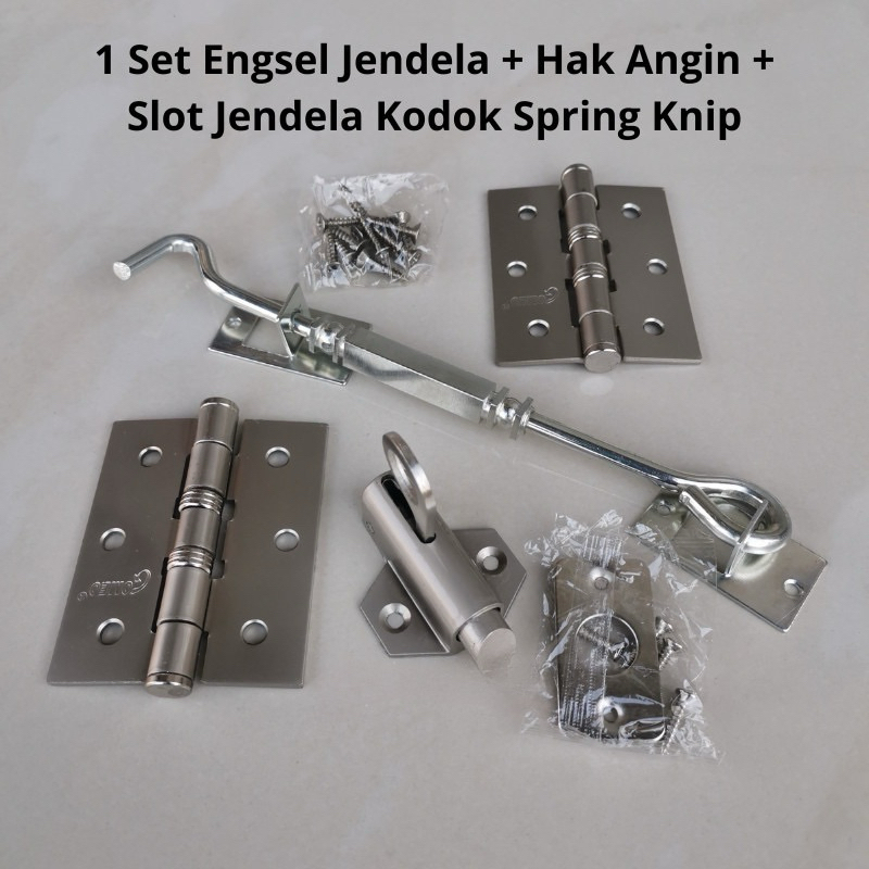 Jual Paket Slot Jendela Kodok Grendel Spring Knip Silver Tebal - Engsel ...