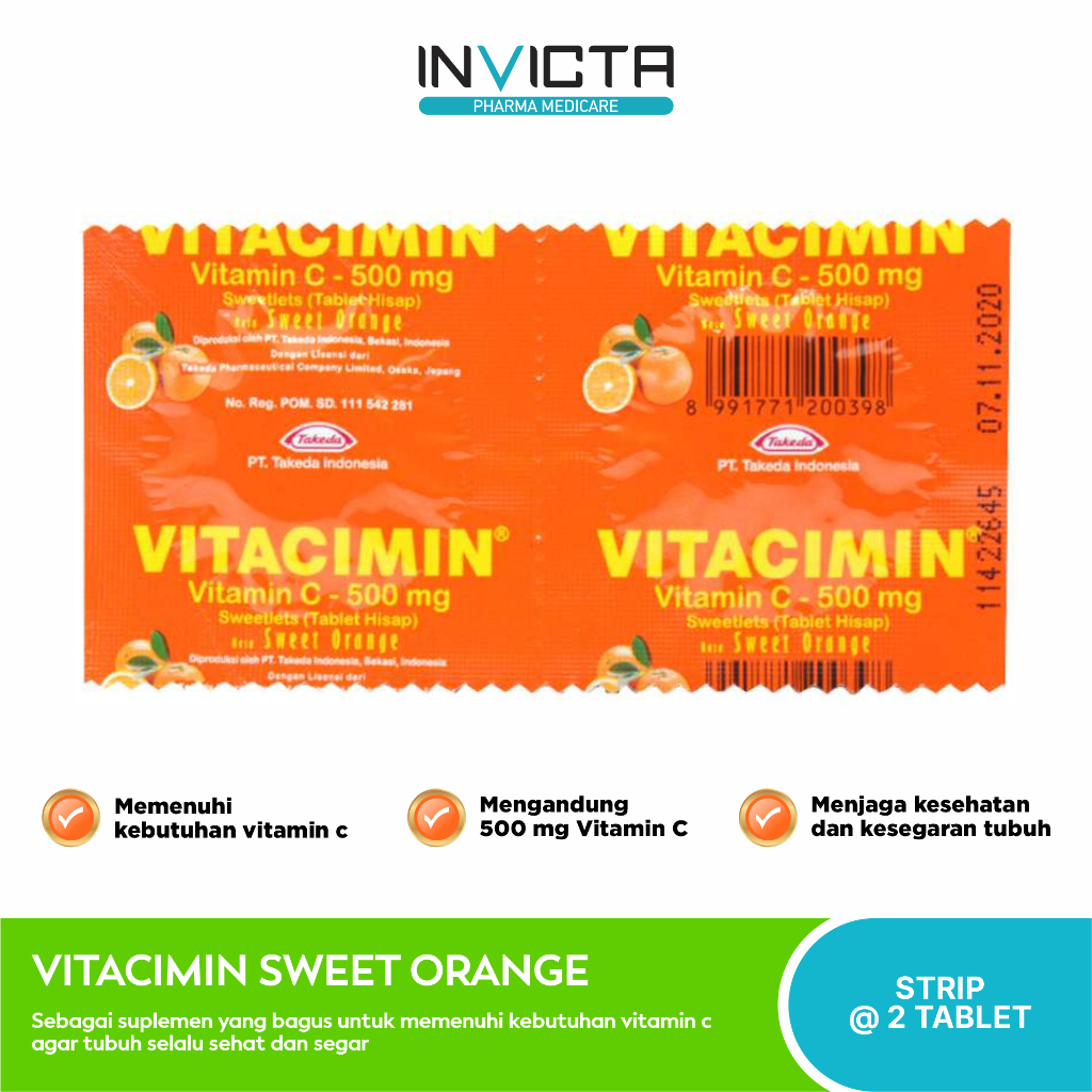 Jual Vitacimin Sweet Orange (Tablet Hisap) - Strip @ 2 Tablet | Shopee ...