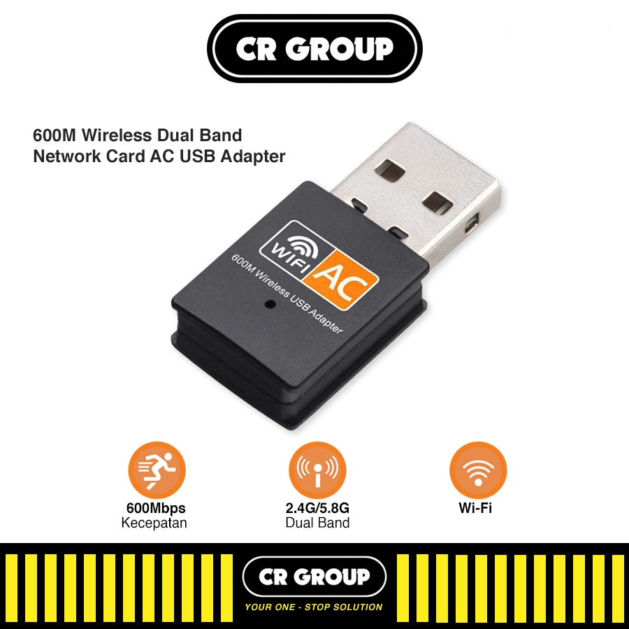 Jual [CRGROUP] Wireless USB WiFi Adapter Dual Network 300/600Mbps Card ...