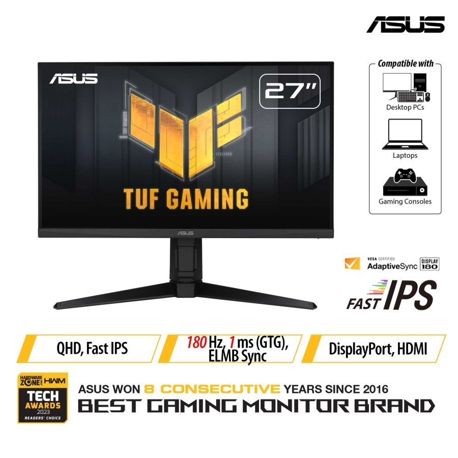 Jual ASUS TUF Gaming VG27AQ3A HDR Gaming Monitor WQHD 27" Inch | Shopee ...