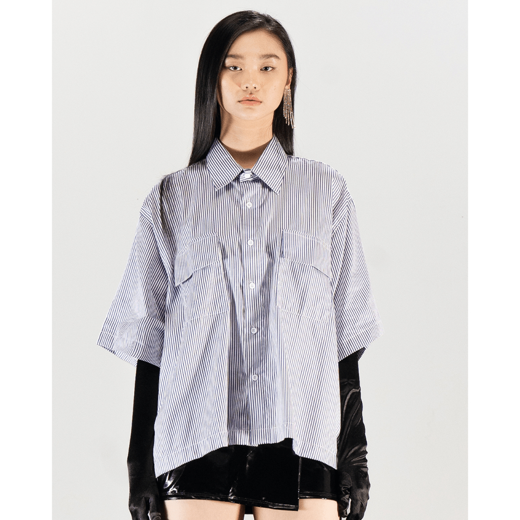 Jual SVH | Leo Boxy Shirt | Kemeja Pria | Kemeja Strip Blue/white Pria ...