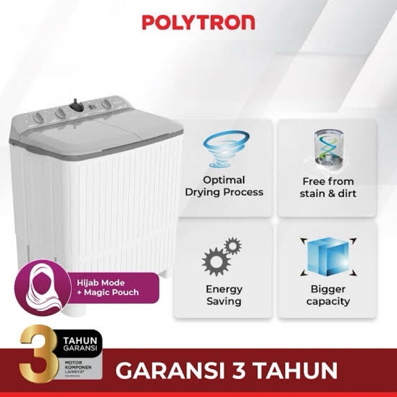 Jual Mesin Cuci Polytron 2 Tabung 9 Kg PWM 9076 | Shopee Indonesia
