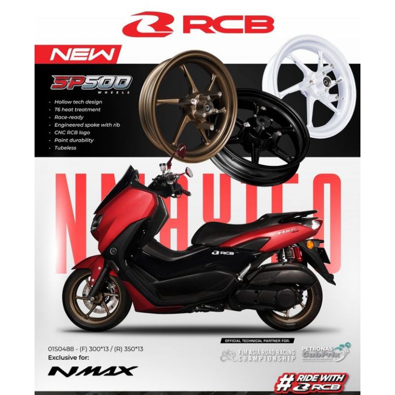 Jual (COD) RCB NEW SPORT RIM SP500 SIZE 300/350-13 UNTUK NMAX V2 / VELG ...