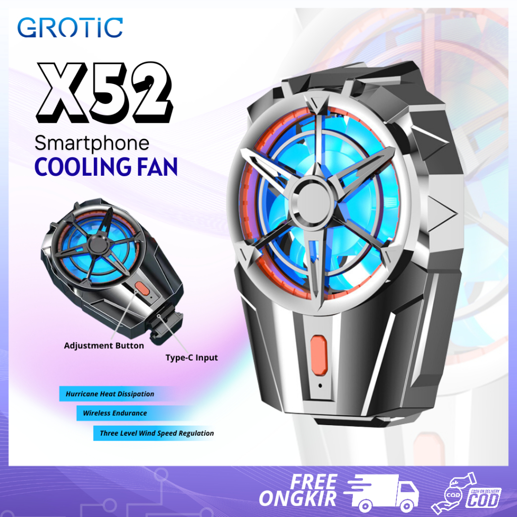 Jual GROTIC Smartphone Cooling Fan Built-in Battery Kipas Pendingin ...