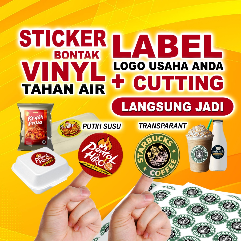 Jual Sticker logo custom label makanan cutting / Vinyl susu / Vinyl ...