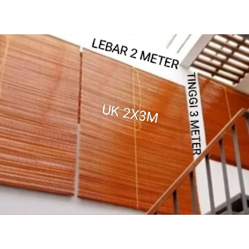 Jual (Murah)Tirai bambu krey PLISTUR uk L 2M x T 3M sudah lengkap tali ...